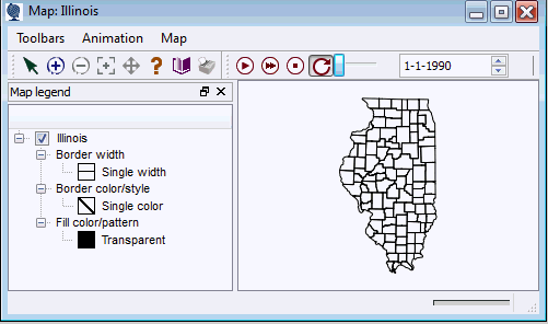 BioMedware SpaceStat Help - Map the Counties